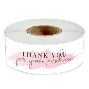 1" x 3" thank you for your purchase stickers, rectangle pink decorative sealing stickers for delivery, decoration, packaging, 120 labels per roll