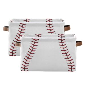 sports baseball print storage basket bins,cool baseball decorative baskets storage box collapsible storage cubes organizer with handles for nursery shelf closet office home bedroom, 2 pack