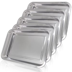 stainless steel tray - emalla 5pcs stainless steel tray 13.7'' x 10.2'' dental medical tray piercing instrument tray storage tools lab instrument supplies stainless steel tray(5pcs)