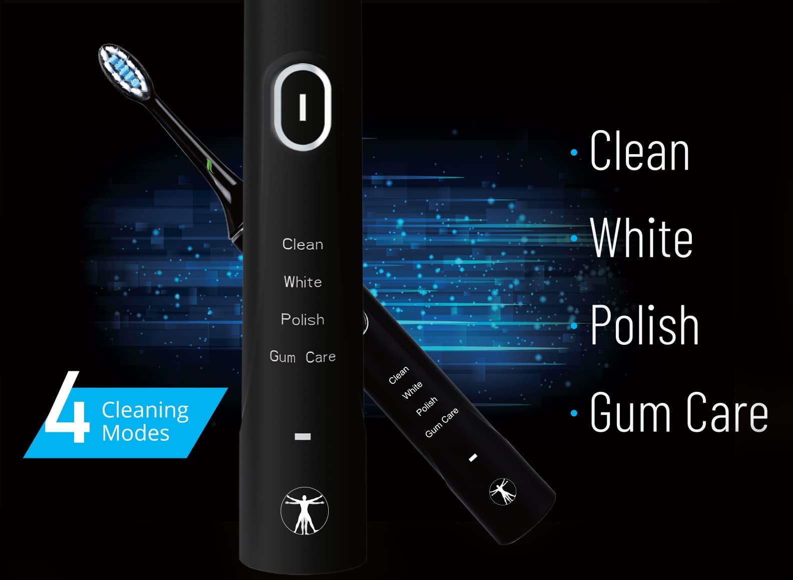 CRI Naturals Perfect Smile Whitening Electric Toothbrush, Gets Teeth 3 Shades Whiter in 7 Days, Clinically Tested & Dentist Approved, LED Technology with 4 Brushing Modes