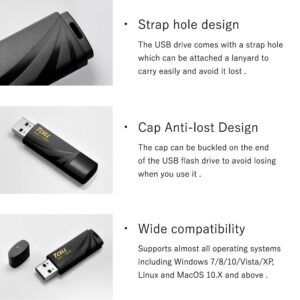 TCELL Minimalism Style USB 3.1 Gen1 Flash Drive Black (64GB)