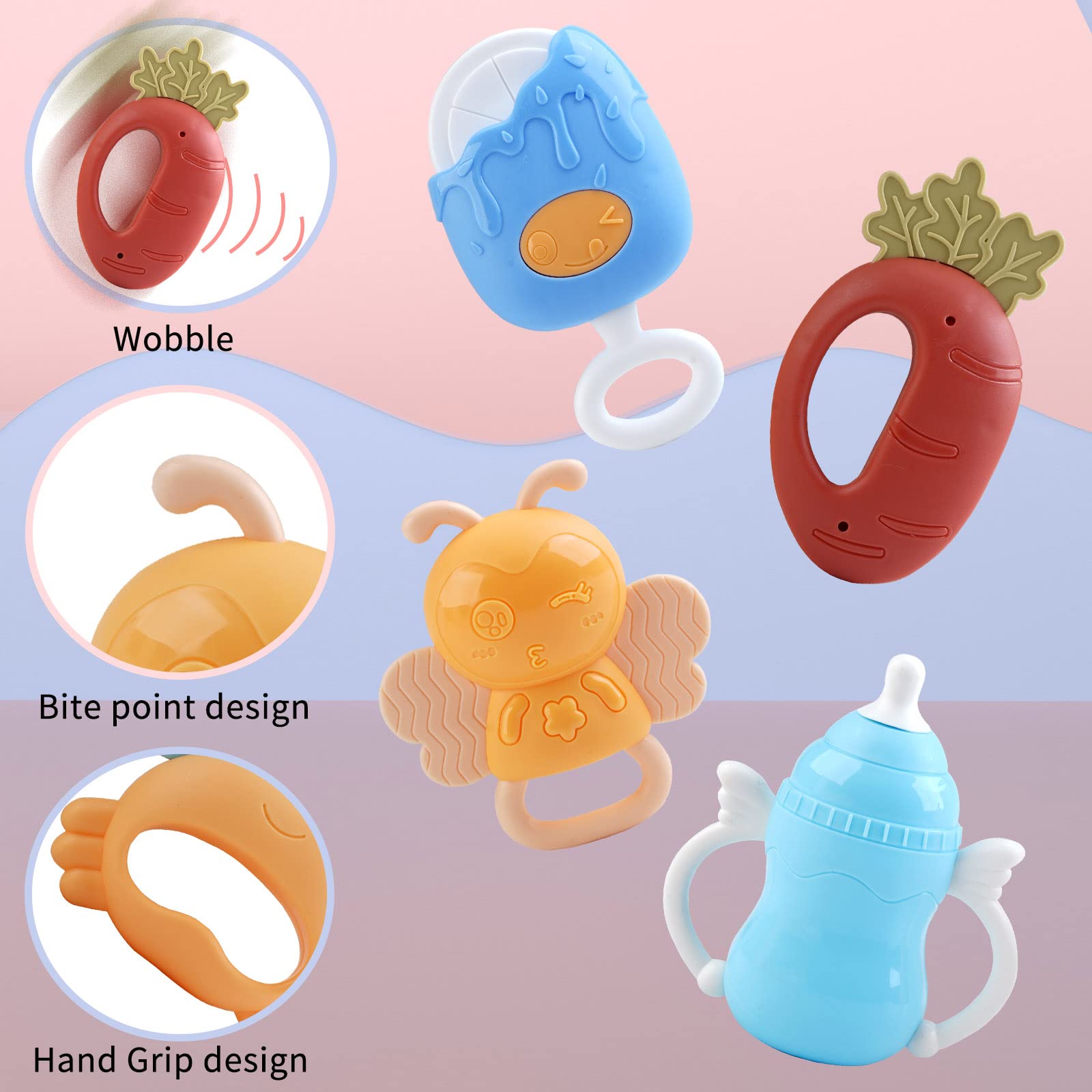 Baby Teething Toys 12 pcs Baby Teething Chew Toys - High Temperature Steriliz Soft Rubber Baby Teether