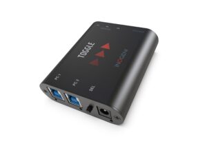 toggle by inogeni, video conference usb switcher (byod/byom), plug and go, up to 3 devices, professional device