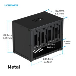 UCTRONICS Upgraded Complete Enclosure for Raspberry Pi Cluster, with 4 Removable Mounting Brackets for Pi 5, 4B, 3B+/3B, and Other B Model and 2 Cooling Fans,support 4 2.5" SSD and Switch