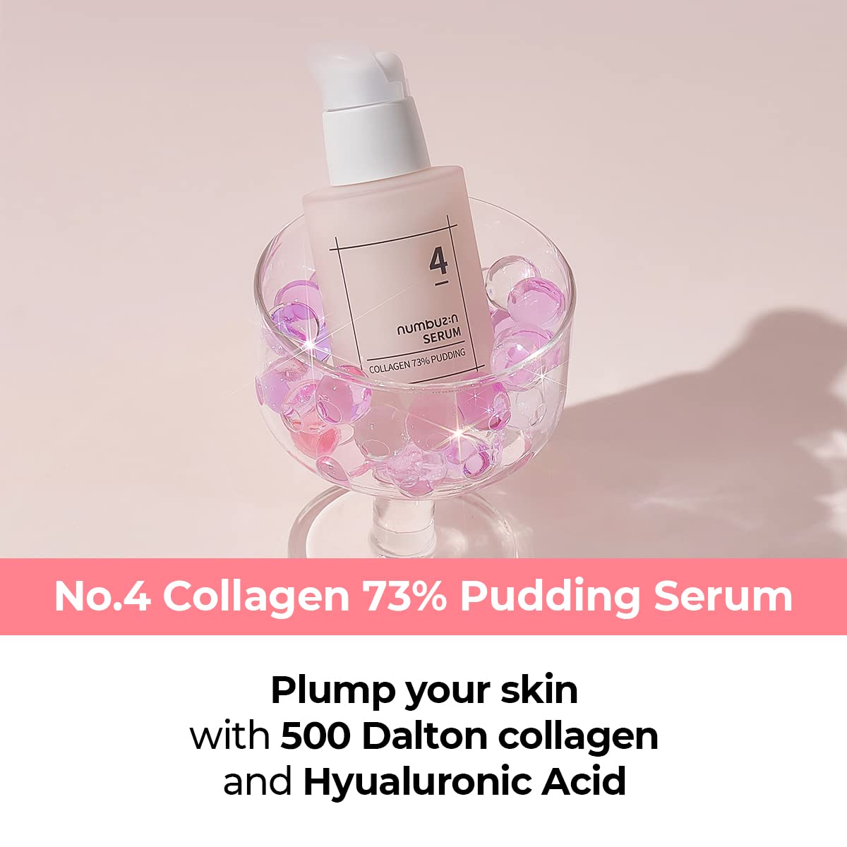 numbuzin No.4 Collagen 73% Pudding Serum | Pudding Serum for Wrinkles, Aging, Dull, Loose Skin, Ultra-Low Molecular Collagen, Elastin, Hyaluronic Acid, Niacinamide | Korean Skin Care | 1.69 Fl Oz