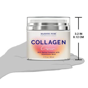 Majestic Pure Collagen Cream for Face, Day & Night Cream with Anti Aging Complex and Hyaluronic Acid - Collagen & Antioxidant Nutrients - Reduces Looks of Wrinkles and Pores - Men & Women, 50 ml