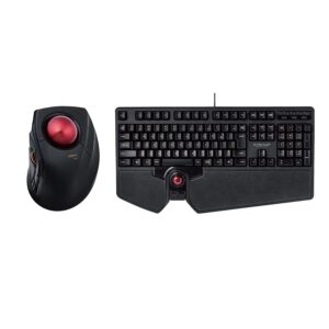 elecom wired/wireless/bluetooth finger-operated trackball mouse & wired japanese layout keyboard with built-in optical trackball mouse & scroll wheel