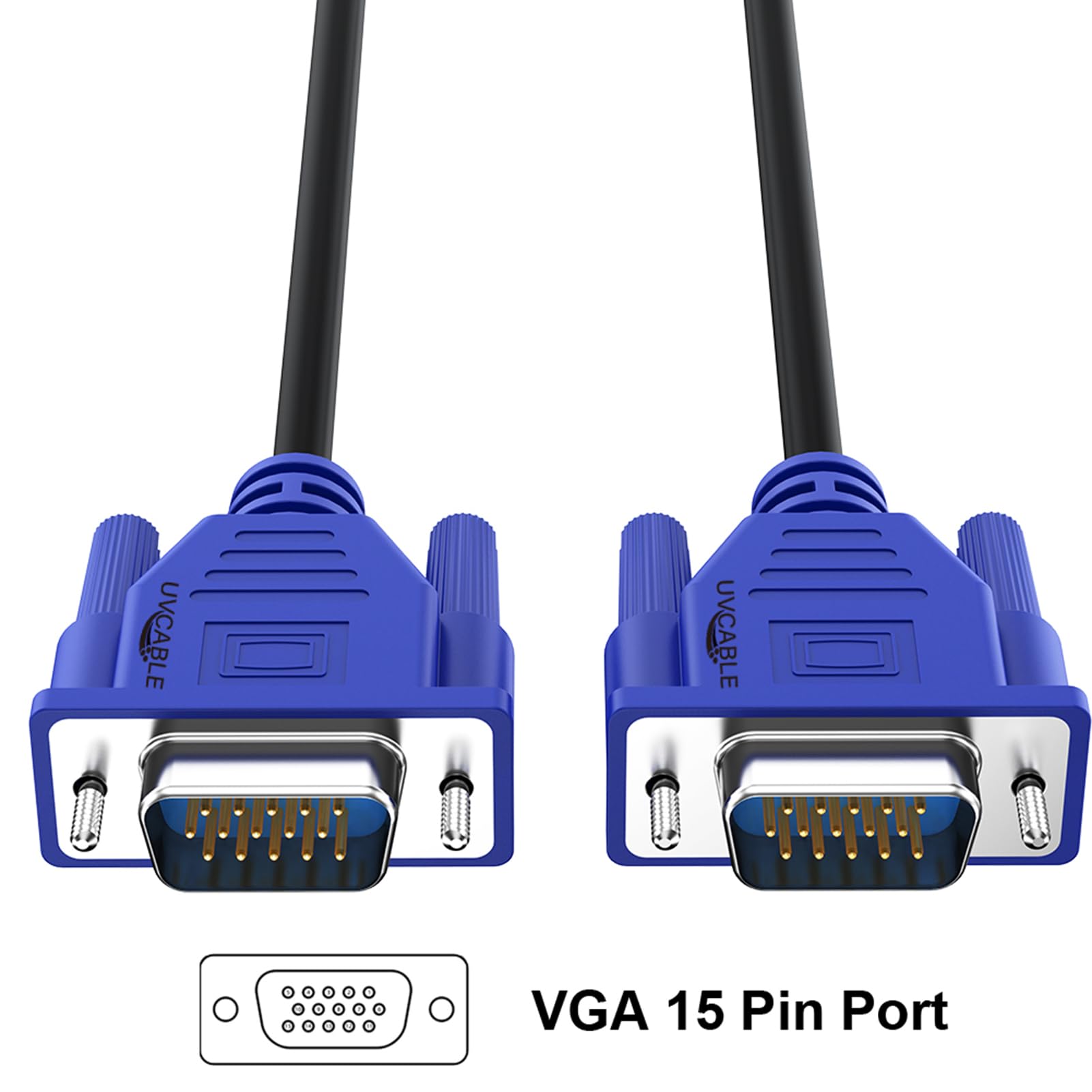 VGA Cable 6 Feet,Male VGA to VGA Male Monitor Computer Cable Adapter Cord, Shielded VGA Cord HD15 1080P@60Hz Full HD High Resolution for TV Computer Projector-Blue