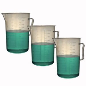 tn lab beaker pitcher measuring cup strong handle polypropylene plastic graduated 2000ml 2l holds 2 quarts 3-pack