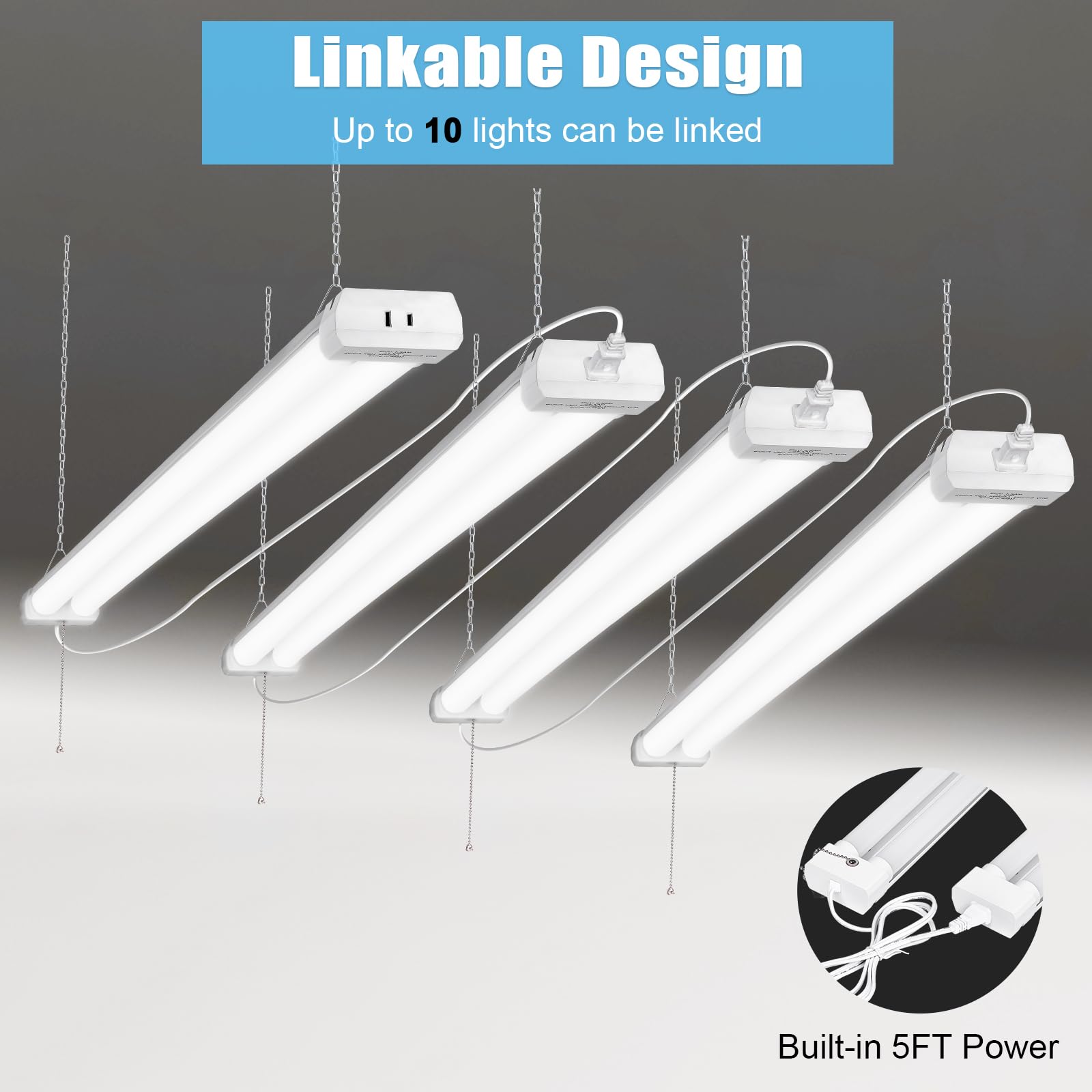 THKSGOD Linkable LED Shop Light 4ft