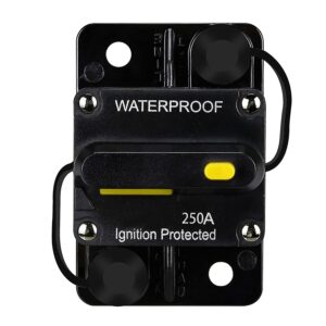 reBel Batteries - 250 Amp Marine Circuit Breaker with Cutoff Switch Manual Disconnect Audio Fuse Surface Mount