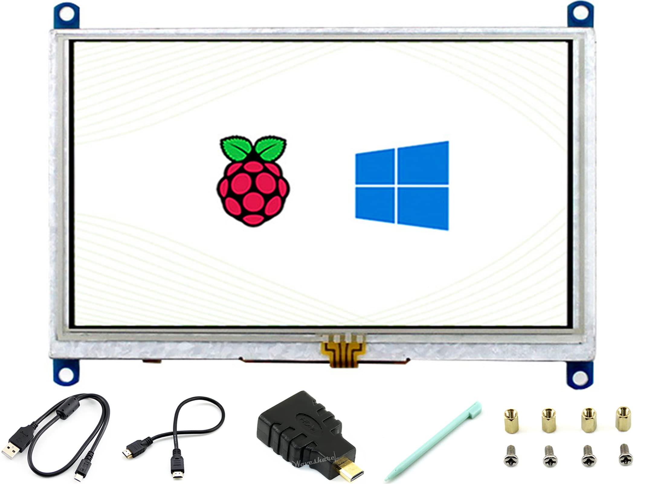 waveshare 5inch HDMI LCD (B) 5" 800×480 Resistive Touch Screen LCD TFT Monitor for Raspberry Pi 4B/3B+/3B/2B/A+/Zero/Zero W/WH, PC Windows 10/8.1/8/7, Driver Free