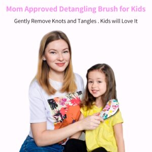 79STYLE 3pcs Detangler Brush Set - Tangle-Free Hair Brush for Kids, Toddlers, Girls & Boys with Curly Hair (7.4 Inch - Lemon)