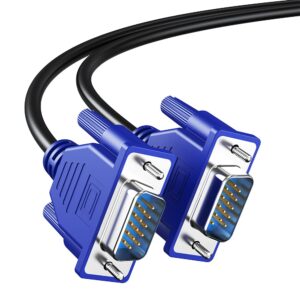 vga cable 6 feet,male vga to vga male monitor computer cable adapter cord, shielded vga cord hd15 1080p@60hz full hd high resolution for tv computer projector-blue