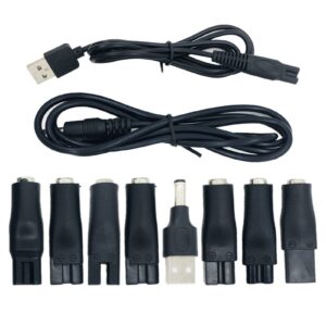 Charger Cord for Most Electric Hair Clipper Trimmer Shaver Razor, Flawless Leg Pedi - 5V DC Cable and Variety Adapters