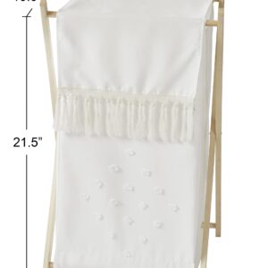 Sweet Jojo Designs Boho Dot Baby Kid Clothes Laundry Hamper - Ivory Beige Cream Off White Bohemian Shabby Chic Modern Luxury Farmhouse Geometric Pom Pom Tufted Minimalist Gender Neutral