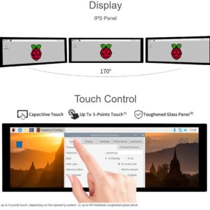 waveshare 7.9inch HDMI LCD 7.9" 400x1280 Capacitive Touch Screen LCD IPS Display Monitor, Toughened Glass Cover Support Raspberry Pi/Jetson Nano/PC/Windows 10/Raspbian/Ubuntu/Kali/WIN10 IoT/Retropie