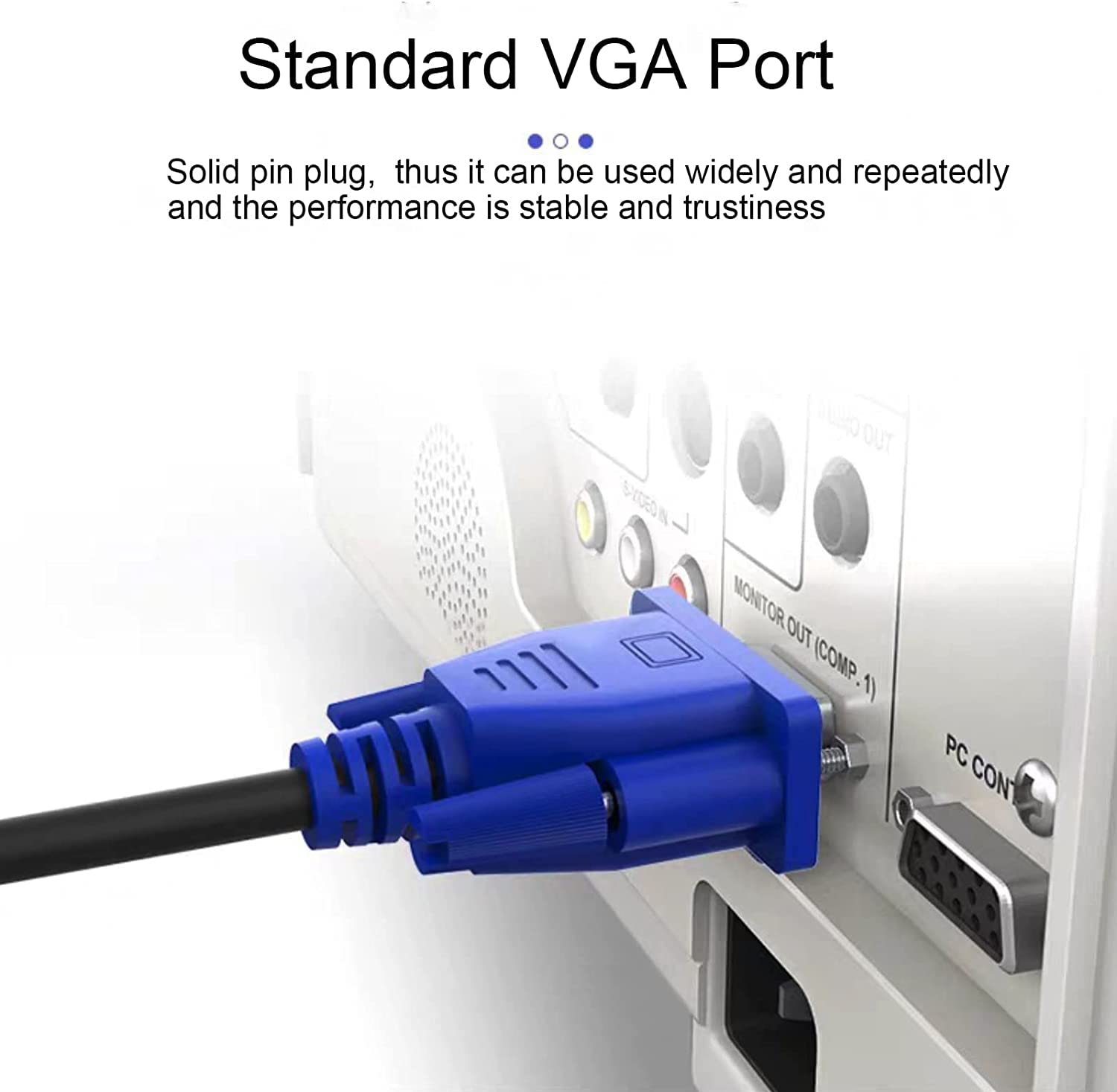 VGA Cable 6 Feet,Male VGA to VGA Male Monitor Computer Cable Adapter Cord, Shielded VGA Cord HD15 1080P@60Hz Full HD High Resolution for TV Computer Projector-Blue