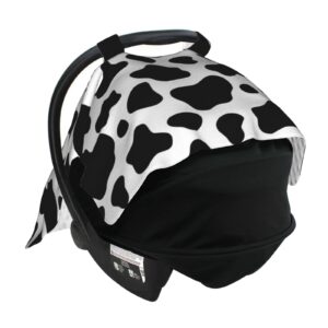 Rutiea Baby Car Seat Canopy Black and White Cow Print Nursing Cover for Infant Boys and Girls Breastfeeding Scarf, Keeps Baby Warm and Cozy