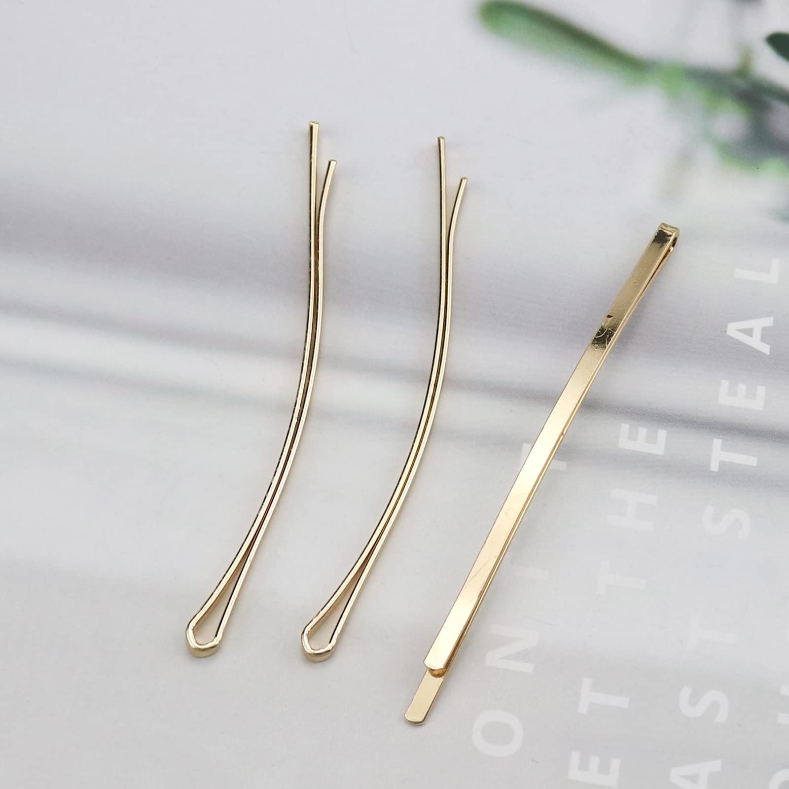 50 Gold Jumbo Bobby Pins, 3.34 Inch Metal Hair Clips Hair Pin Bobby-pins Hairpins Hair Accessories for Women Thick Long Updo Hair Style