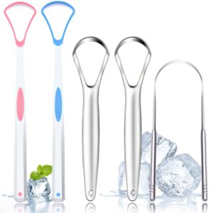 new tongue scraper, 5pcs tongue cleaner, medical grade tongue scrapers,great for oral care, bpa free for adults and kids, reduce bad breath