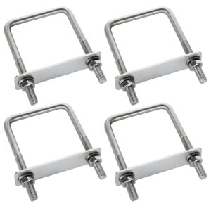 certbuy 8 pack square u-bolts 2-1/2" inner width 100mm length 304 stainless steel u-bolts with washers and nuts replacement parts and accessories for automobiles trailer, ski boat, or sailboat trailer