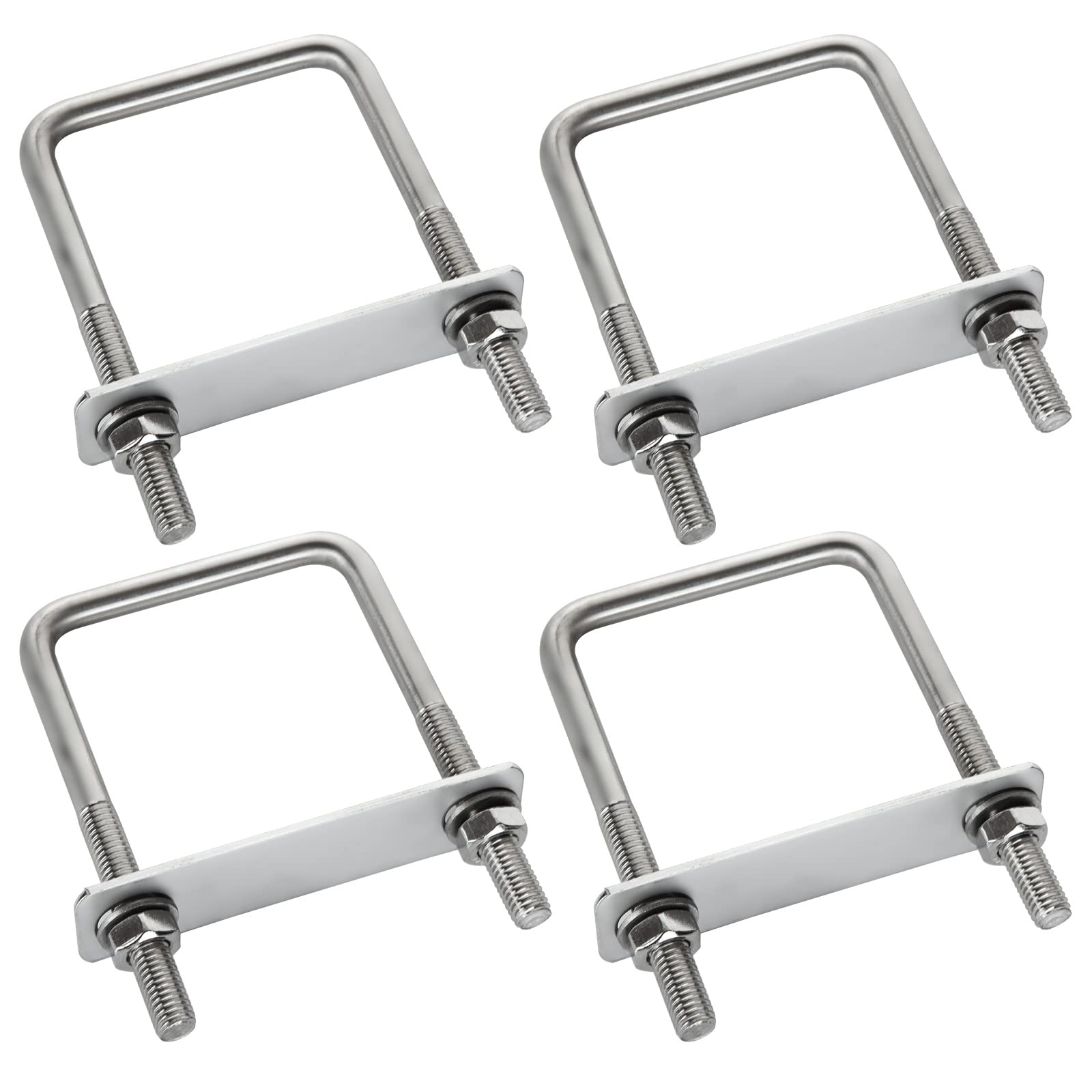 CertBuy 8 Pack Square U-Bolts 2-1/2" Inner Width 100mm Length 304 Stainless Steel U-Bolts with Washers and Nuts Replacement Parts and Accessories for Automobiles Trailer, Ski Boat, or Sailboat Trailer