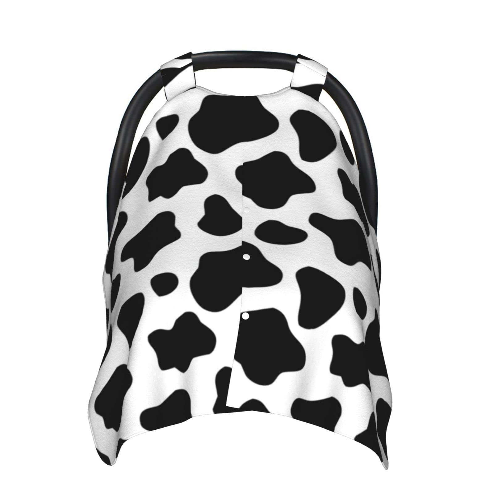 Rutiea Baby Car Seat Canopy Black and White Cow Print Nursing Cover for Infant Boys and Girls Breastfeeding Scarf, Keeps Baby Warm and Cozy