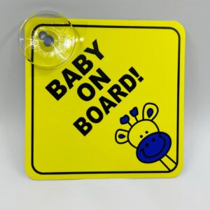 Baby on Board Sign (Pack of 4)- Safety Signs Need for Cars.Kids Safety Warning Sticker Notice Board with Suction Cups.Child On Board Suction Signs for Car Window Cling 5"x5" (Pattern Baby)