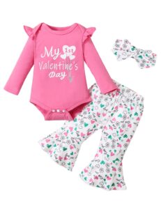 morygooder baby girl my 1st valentines day outfit baby girl valentines day outfit (pink-bell bottoms,3-6 months)