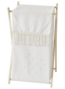 sweet jojo designs boho dot baby kid clothes laundry hamper - ivory beige cream off white bohemian shabby chic modern luxury farmhouse geometric pom pom tufted minimalist gender neutral