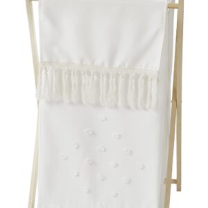 Sweet Jojo Designs Boho Dot Baby Kid Clothes Laundry Hamper - Ivory Beige Cream Off White Bohemian Shabby Chic Modern Luxury Farmhouse Geometric Pom Pom Tufted Minimalist Gender Neutral