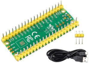 waveshare with yellow pre-soldered header raspberry pi pico microcontroller board, rp2040 chip,dual-core arm cortex m0+ processor, flexible clock running up to 133 mhz support c/c++,micropython