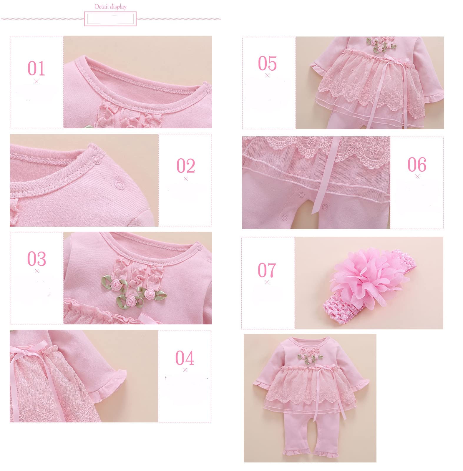 foohinck Baby Girl Clothes 0 to 3 Months Newborn Rompers Clothes Bow Lace Princess Baby Jumpsuit 0-3 Months Infant