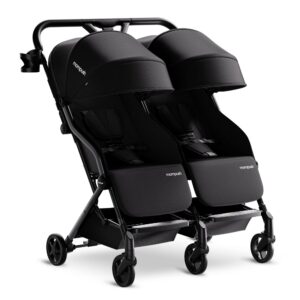 mompush lithe double ultralight stroller, lightweight side by side stroller, two large seats with individual recline, easy fold