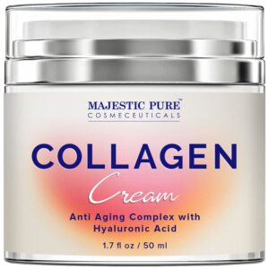 majestic pure collagen cream for face, day & night cream with anti aging complex and hyaluronic acid - collagen & antioxidant nutrients - reduces looks of wrinkles and pores - men & women, 50 ml