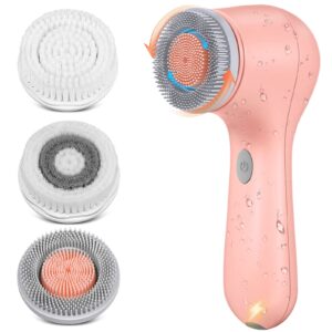 facial cleansing brush face scrubber: electric exfoliating spin scrubber ipx7 waterproof silicone skin cleaning usb rechargeable spinning rotating washer proactive system