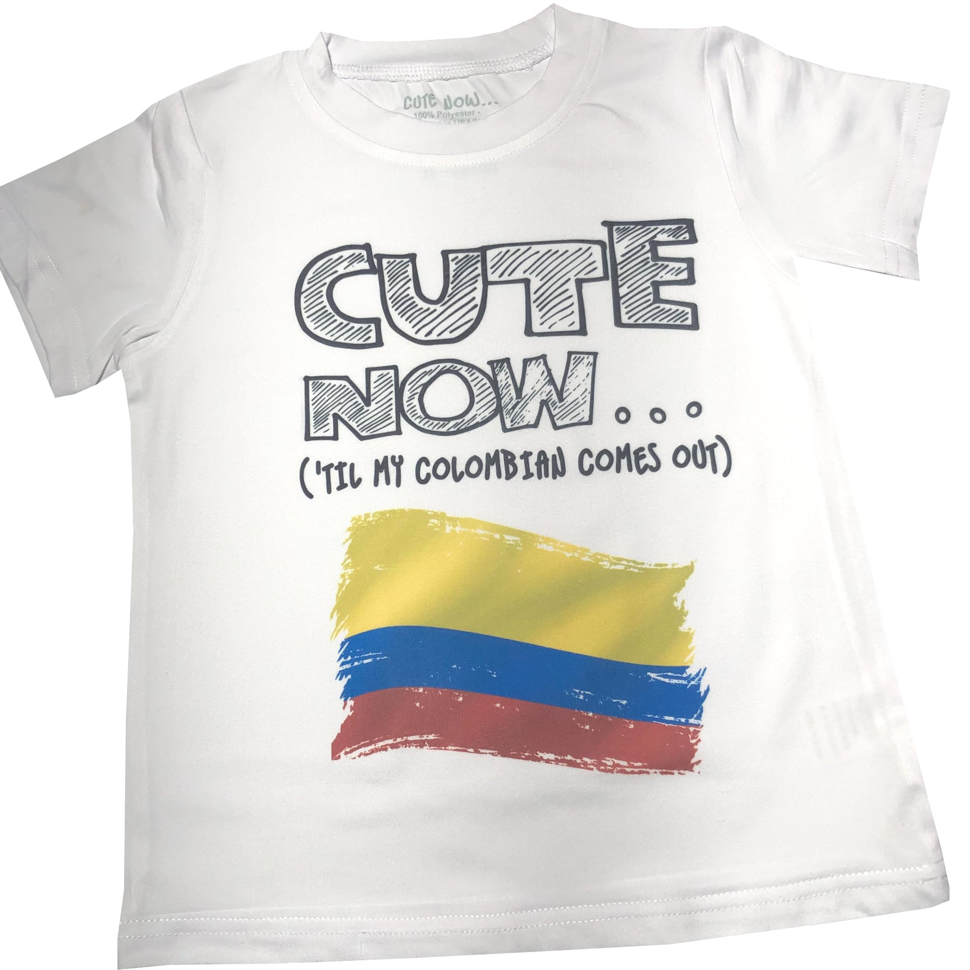 Cute Now Toddler Colombia T-Shirt 'Til My Colombian Comes Out Kids Shirt Top in White 2T-8T (6T)