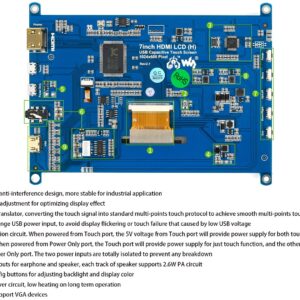 for Raspberry Pi 7inch HDMI LCD (H), 7" 1024x600 Capacitive Touch Screen IPS Display Monitor HDMI / VGA Port, for Raspberry Pi 4B/3B+/3B/2B/A+/Zero W/WH/ Jetson Nano/Banana Pi /Windows 10/8.1/8/7