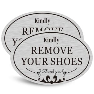 cargen 2 pack kindly remove your shoes oval please take off your shoes no shoes sign decal sticker home house door sign 6.3" x 3.8"