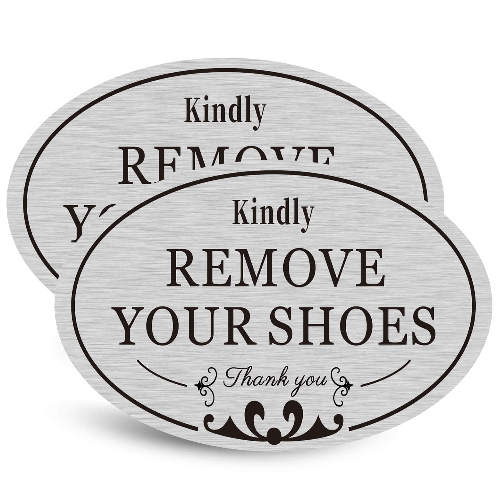 CARGEN 2 PACK Kindly Remove Your Shoes Oval Please Take Off Your Shoes No Shoes Sign Decal Sticker Home House Door Sign 6.3" x 3.8"