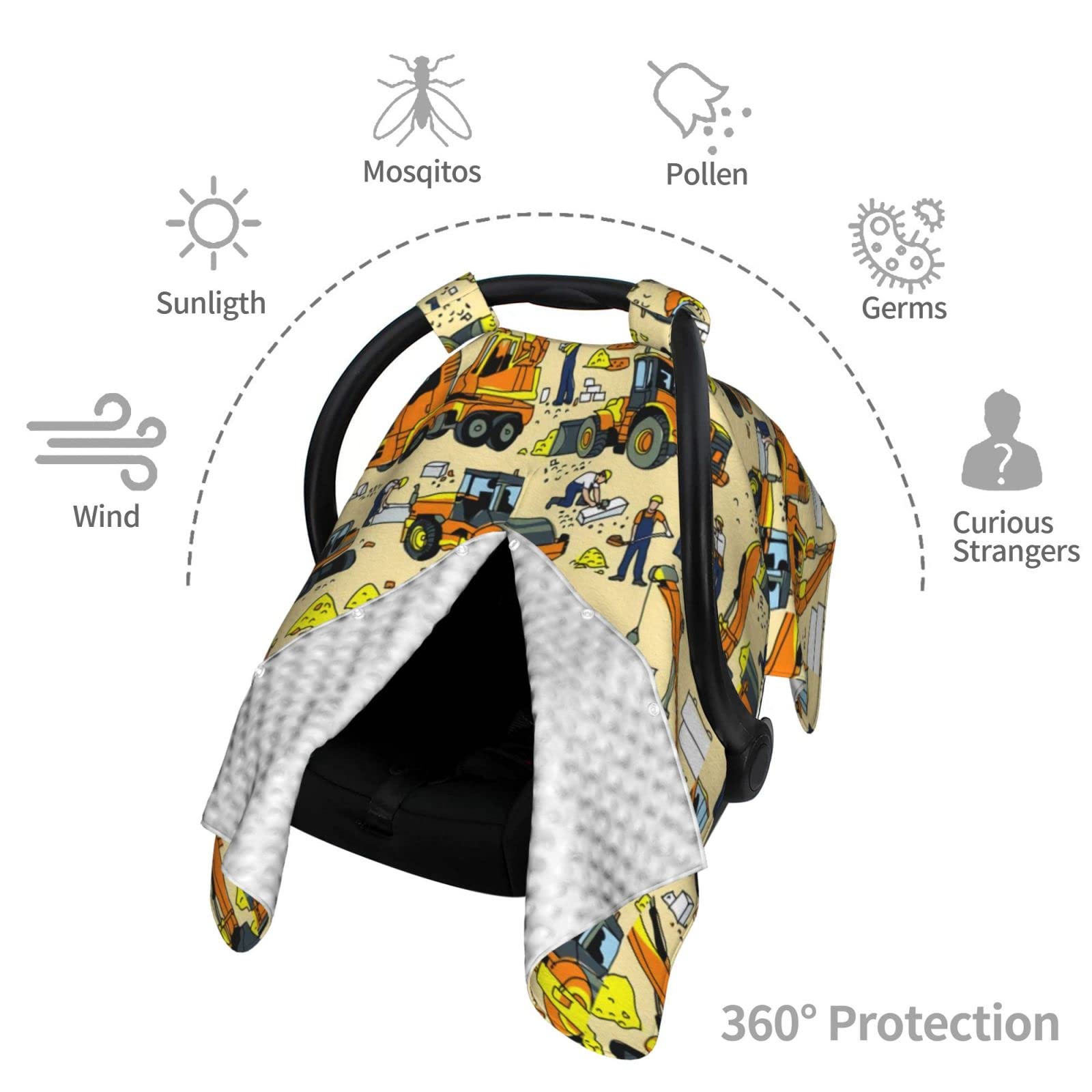 Construction Trucks Pattern Baby Car Seat Canopy Covers Breastfeeding Scarf Nursing Apron Stroller Cover for Boys Girls