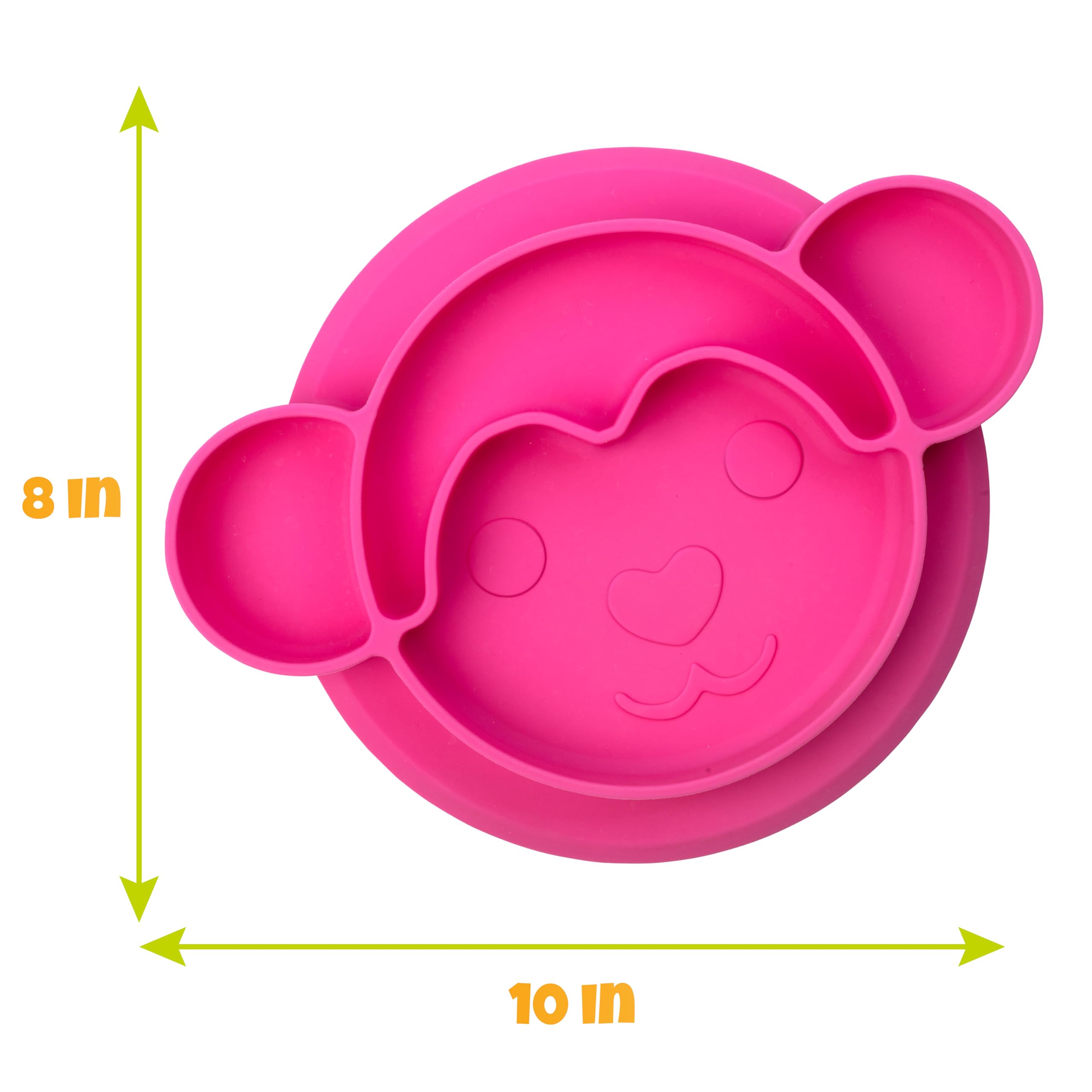 Silicone Compartment Plates- 3 PK Animal Set (Lion Monkey Elephant)-Divided Sections for Easy Grabbing Baby Food Training, Non-Slip Unbreakable Material, Flexible Shapes for Toddlers, Kids- XMAS Gift