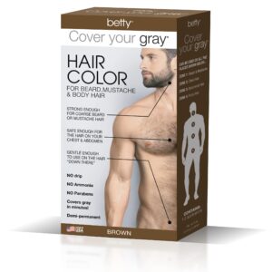 betty cover your gray mens hair color for beard, mustache & body hair - brown