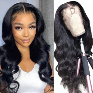 atilck lace front wigs pre plucked body wave 13x4 hd transparent lace frontal wigs 150% denisty glueless wigs natural color (20 inch)