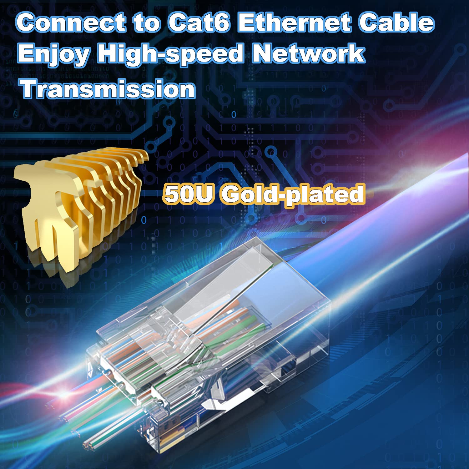 CableGeeker RJ45 Pass Through Connector, 110-Pack Cat6 RJ45 Connectors Ends, 8P8C UTP Network Modular Plug for Solid or Stranded UTP Ethernet Cable