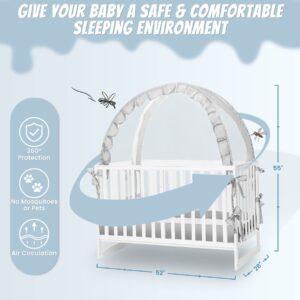 Kylinton Crib Net to Keep Baby in, Safety Crib Tent, Pop Up Pack N Play Tent, Crib Canopy, 28" x 52", Mini Crib Net to Keep Baby from Climbing Out Protect Babies from Falls or Bites, Grey