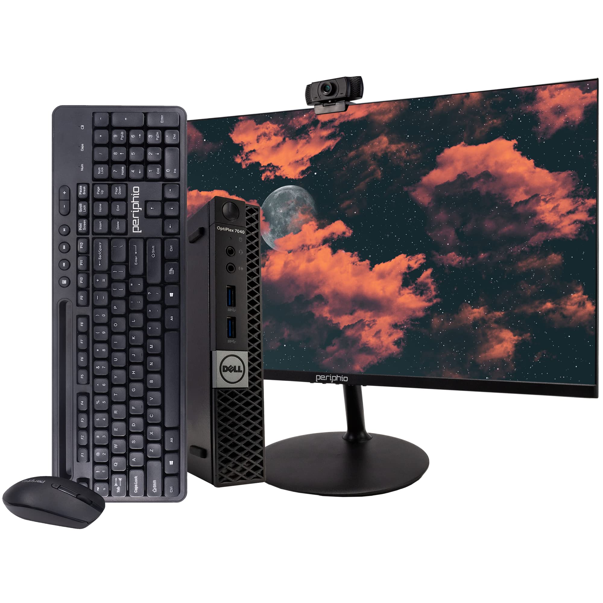 Dell Optiplex 7040 Micro Desktop Computer PC, Intel Quad Core i5, 16GB RAM, 1 TB SSD, Windows 10 Pro, 23.6 Periphio Monitor, New Periphio Webcam, Periphio Wireless Keyboard & Mouse (Renewed)