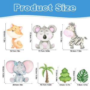 Safari Animal Wall Decals Glow in The Dark Wall Decals Jungle Zoo Wall Stickers Peel and Stick Cartoon Forest Animals Fox Bear Elephant Zebra Decal for Kids Boys Girls Nursery Bedroom Playroom Decor