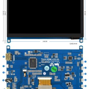 for Raspberry Pi 7inch HDMI LCD (H), 7" 1024x600 Capacitive Touch Screen IPS Display Monitor HDMI / VGA Port, for Raspberry Pi 4B/3B+/3B/2B/A+/Zero W/WH/ Jetson Nano/Banana Pi /Windows 10/8.1/8/7